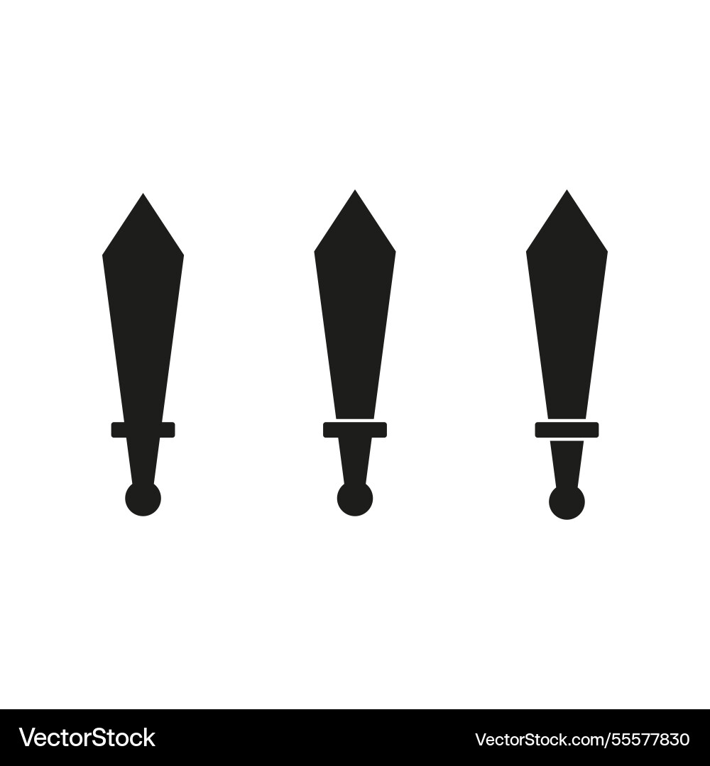 Three sword icons medieval weapon silhouette Vector Image