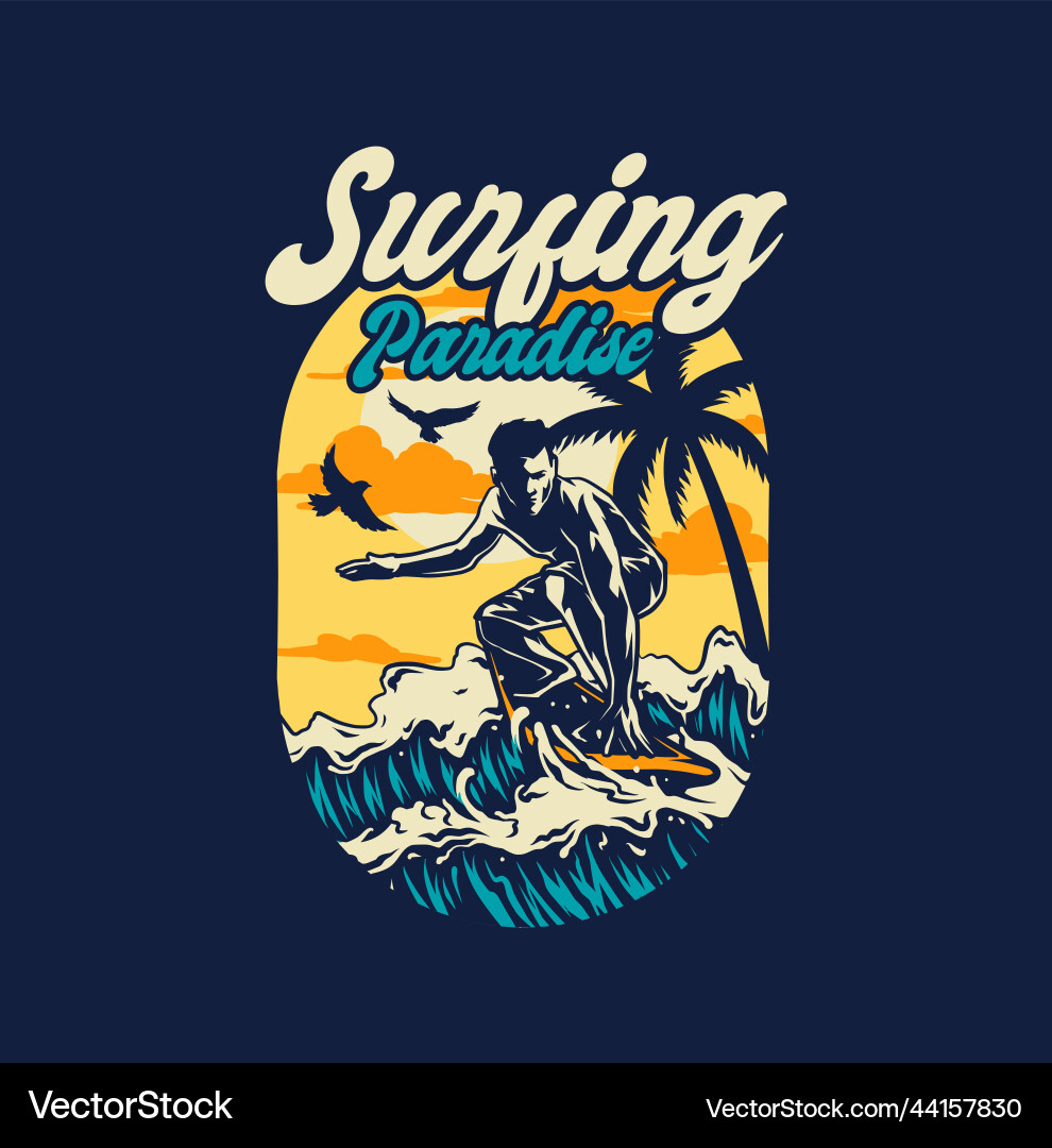 Tropical Surfing Paradise Royalty Free Vector Image