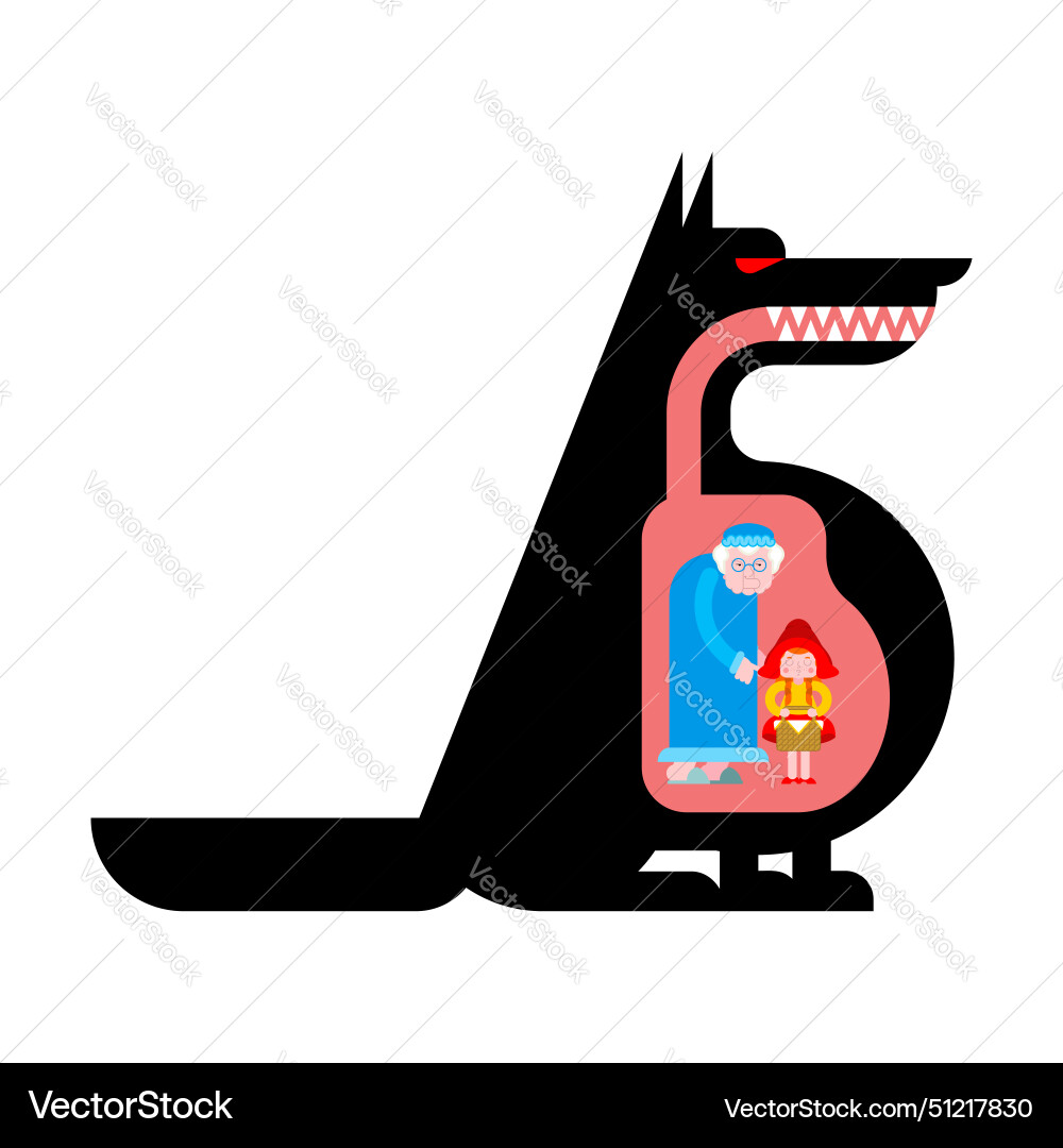 Wolf ate little red riding hood Royalty Free Vector Image