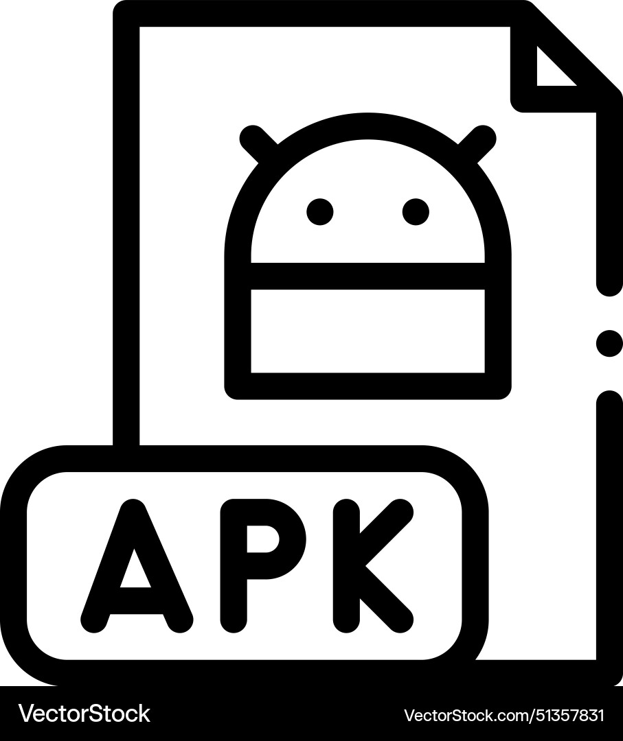 Apk icon thin linear style design isolated Vector Image