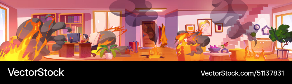 Fire inside of house or apartment Royalty Free Vector Image