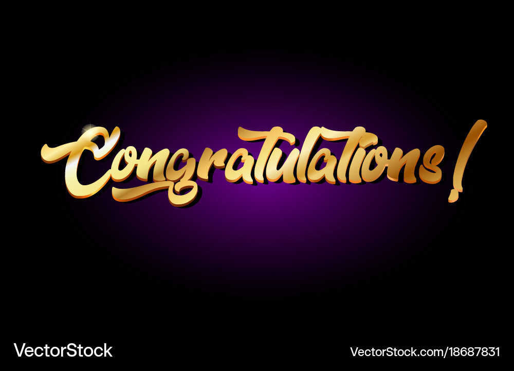 Gold Congratulations Logo - 3D Text Royalty Free Vector