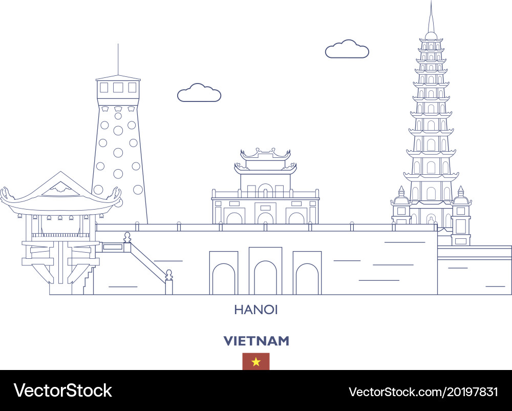 Hanoi city skyline Royalty Free Vector Image - VectorStock