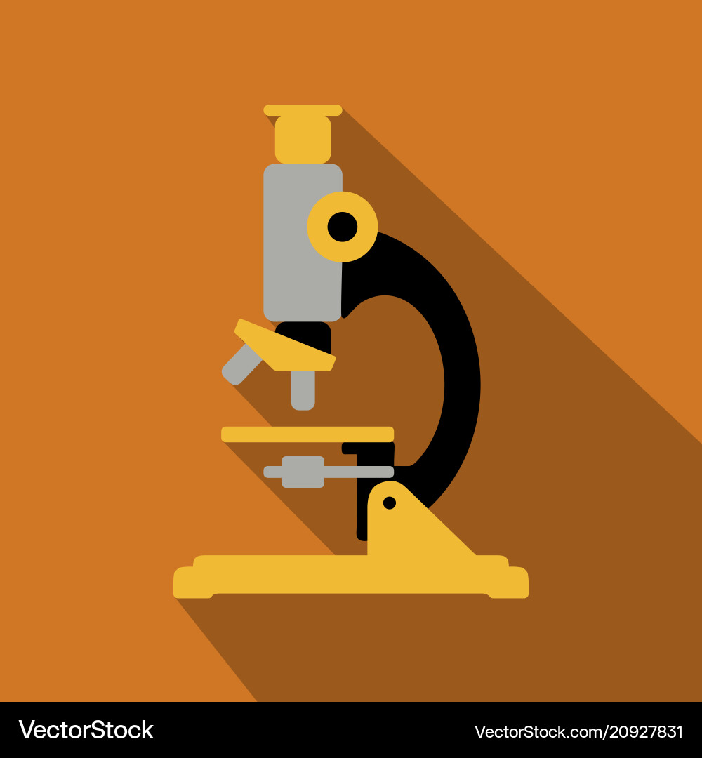 Microscope Icon with Long Shadow Royalty Free Vector Image