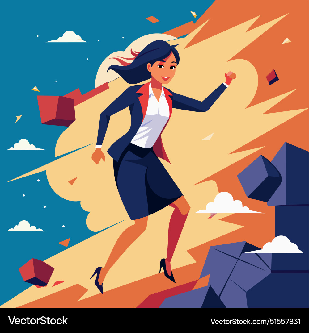 Overcome obstacle or breakthrough wall courage Vector Image