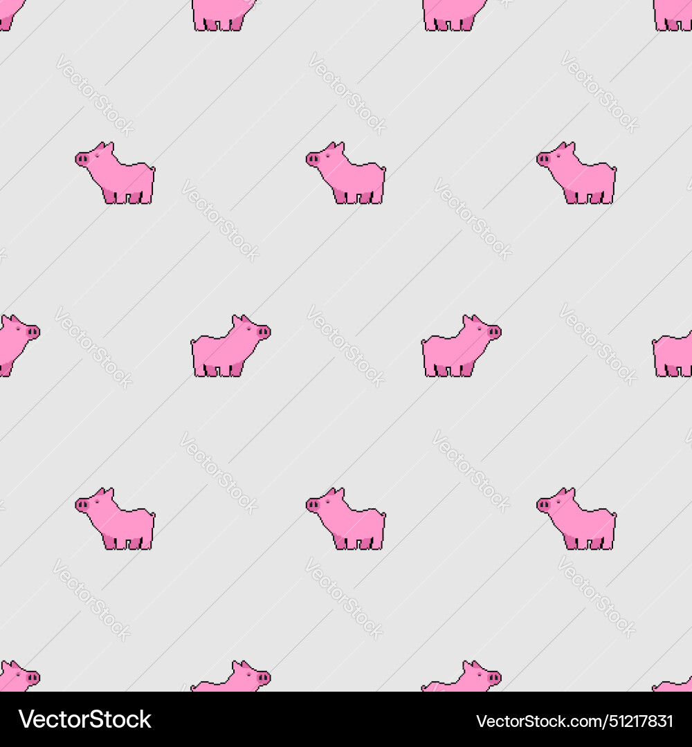 Piglet pattern seamless pixel art pink pig Vector Image