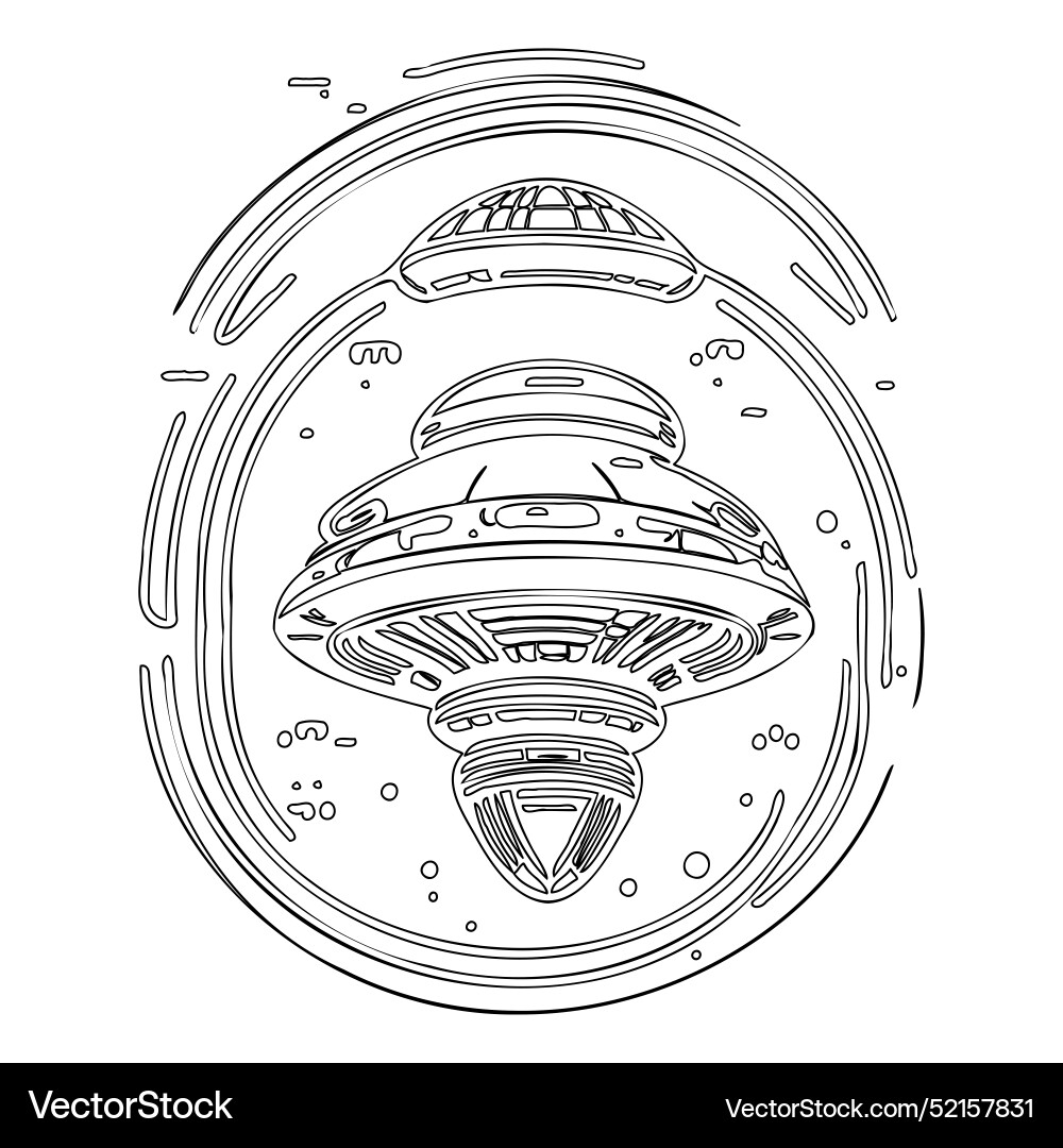 Ufo outline sketch Royalty Free Vector Image - VectorStock
