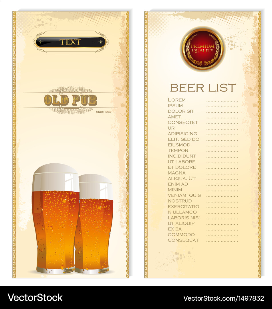 Beer list Royalty Free Vector Image - VectorStock