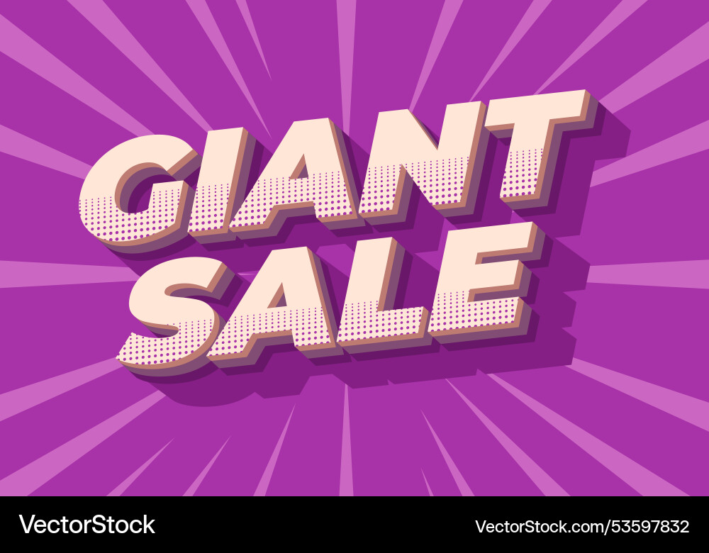 Giant sale text effect in 3d style with modern Vector Image