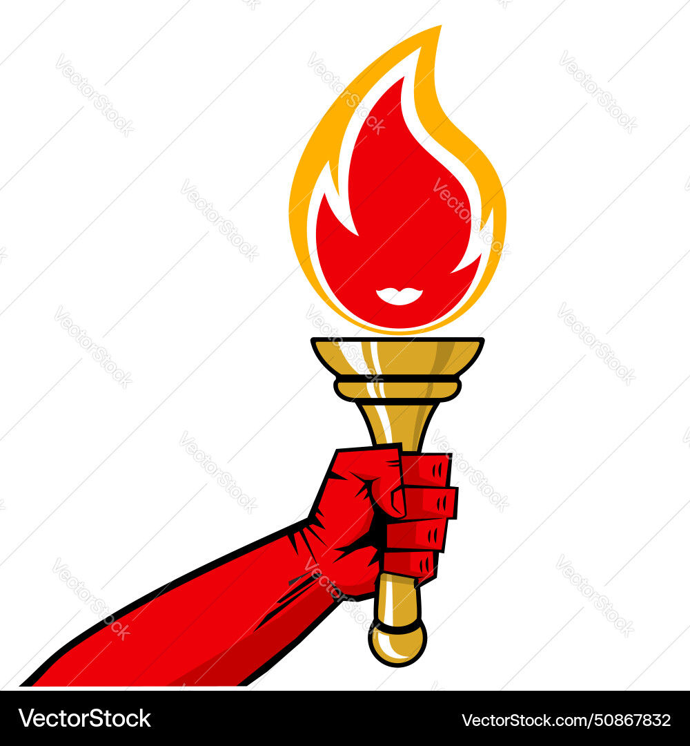 Hand hold olympic torch Royalty Free Vector Image