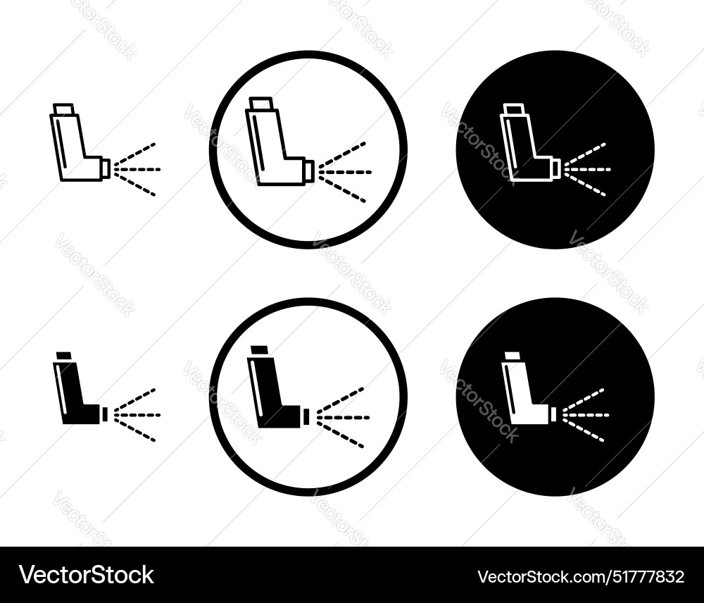 Inhaler line icon set Royalty Free Vector Image