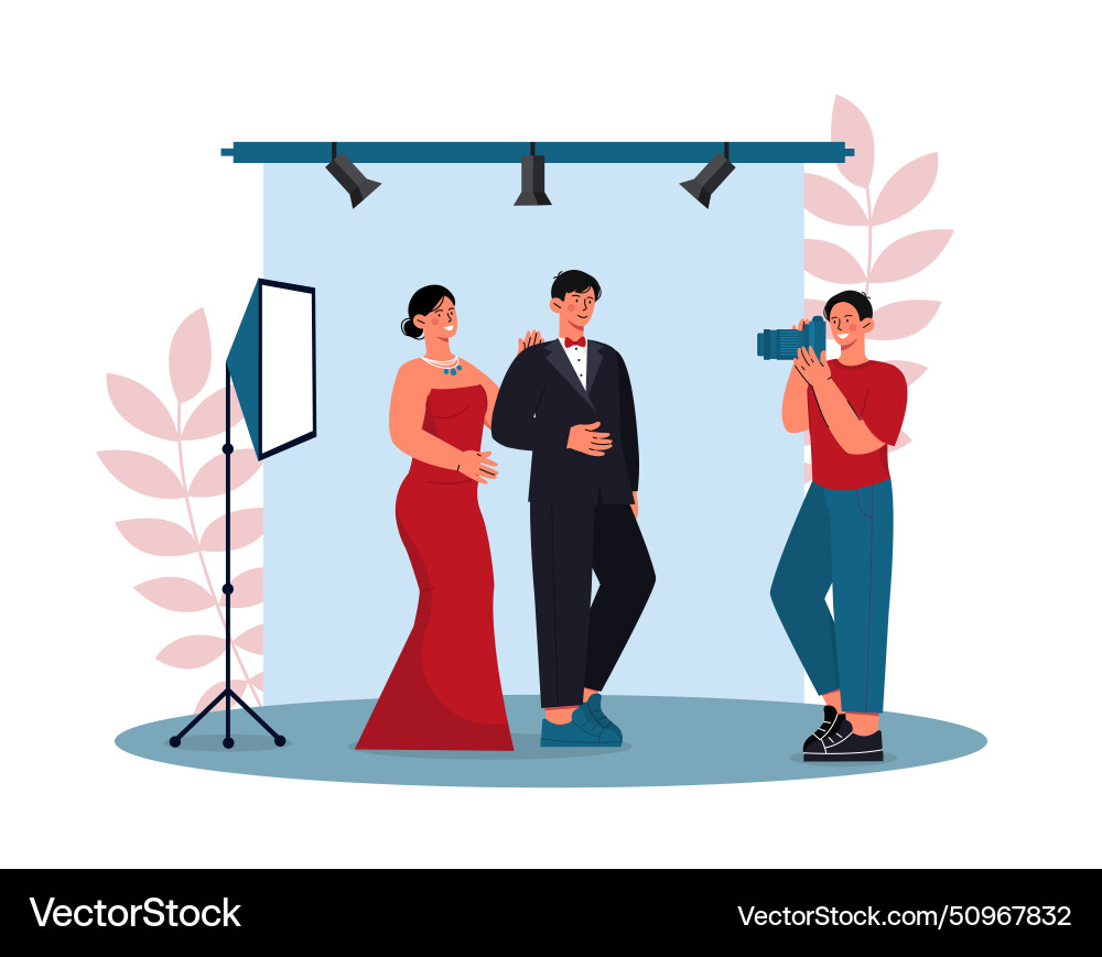 Photo session couple concept Royalty Free Vector Image