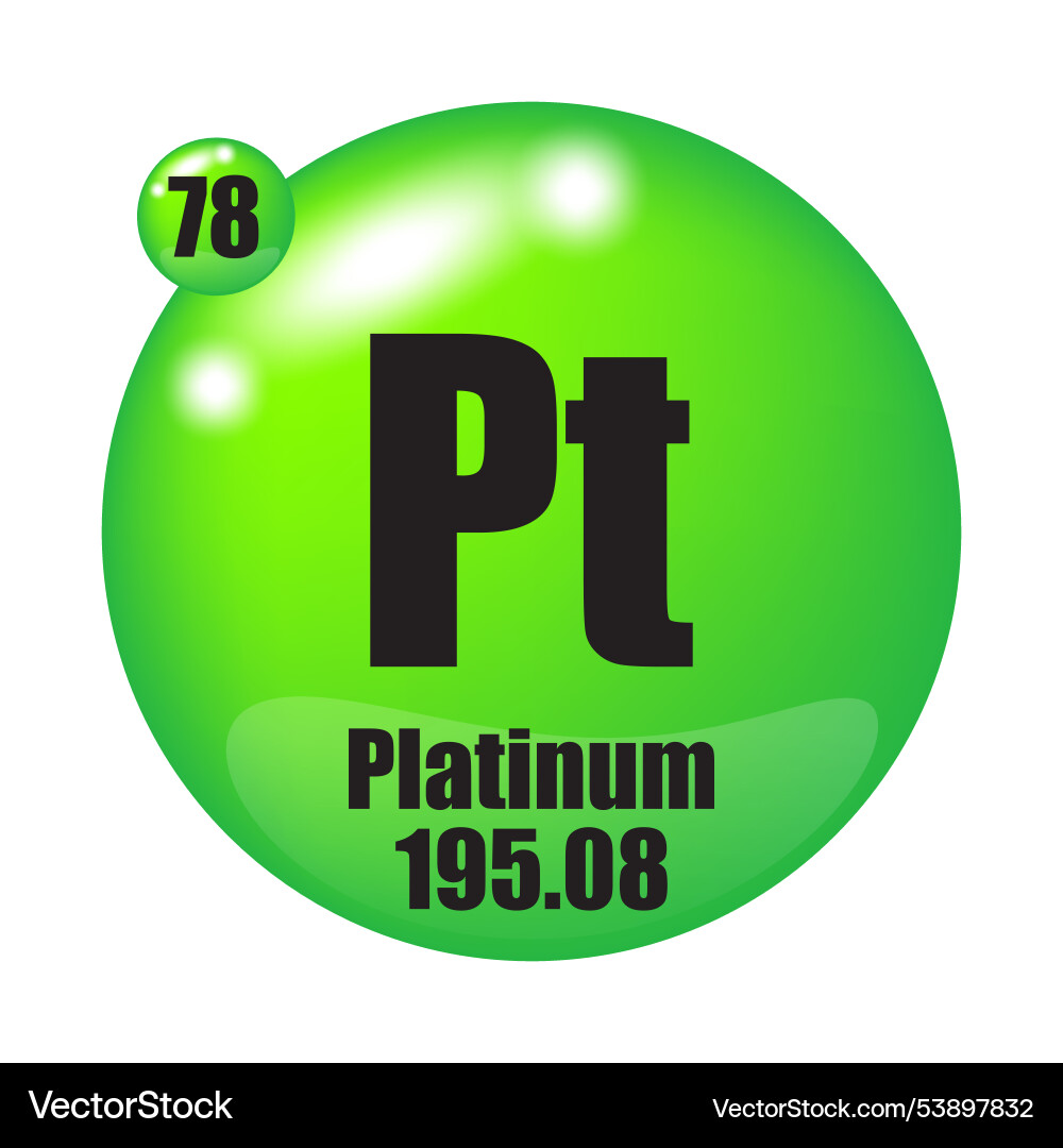 Platinum icon pt chemical element atomic number Vector Image
