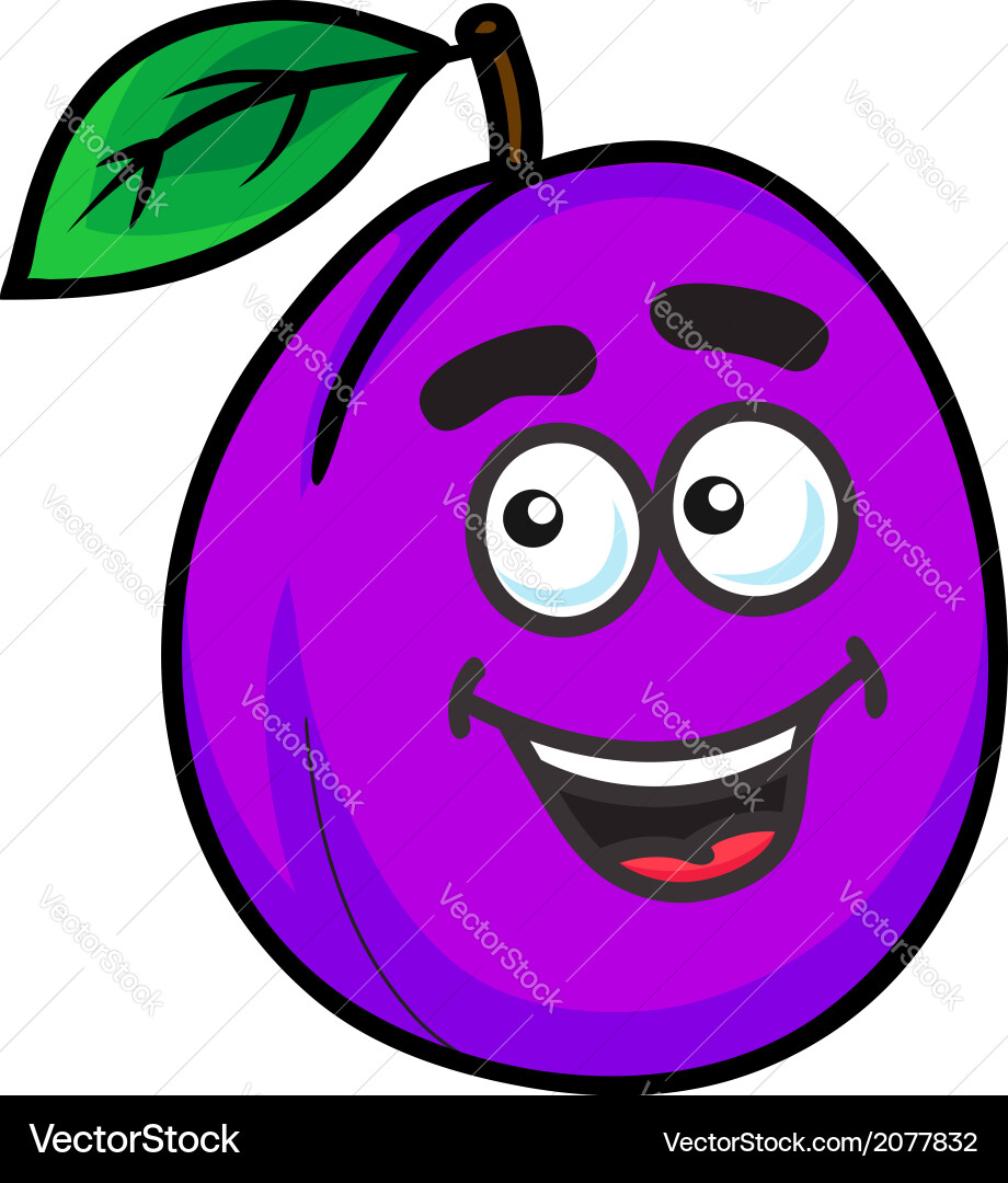 Purple cartoon plum fruit Royalty Free Vector Image
