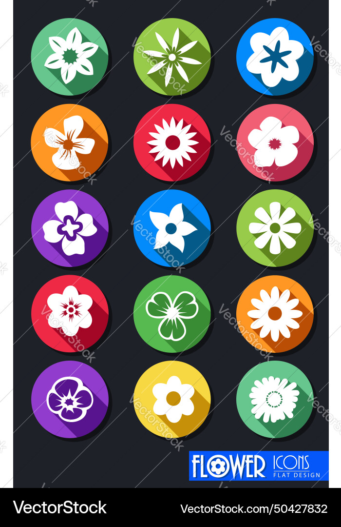 Set of flowers flat design Royalty Free Vector Image