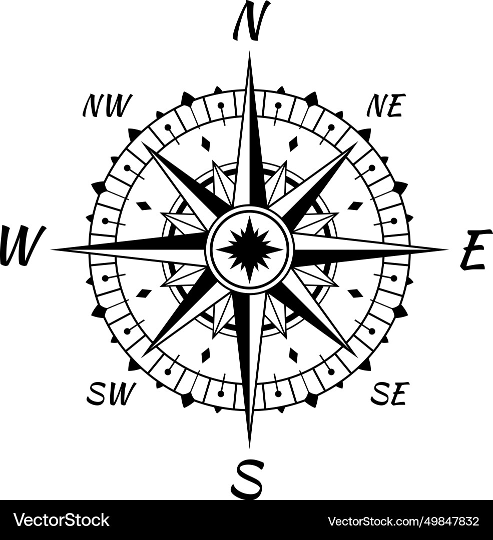Vintage marine wind rose sea compass navigation Vector Image