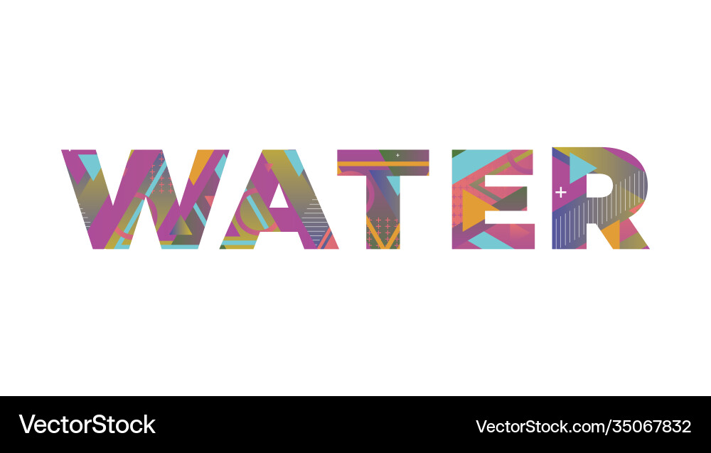 Water concept retro colorful word art Royalty Free Vector