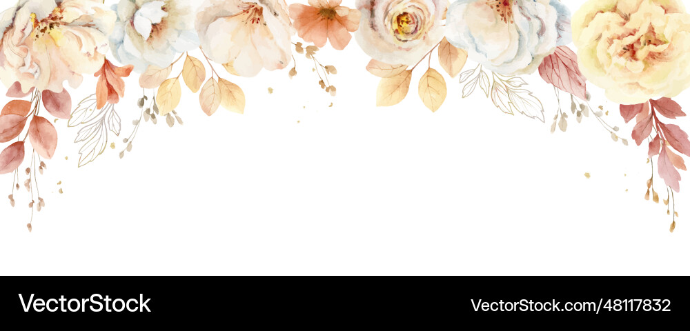 Watercolor fall foliage banner with soft Vector Image