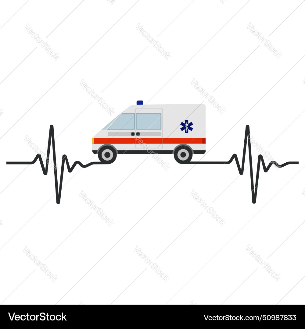 An ambulance with a pulse Royalty Free Vector Image