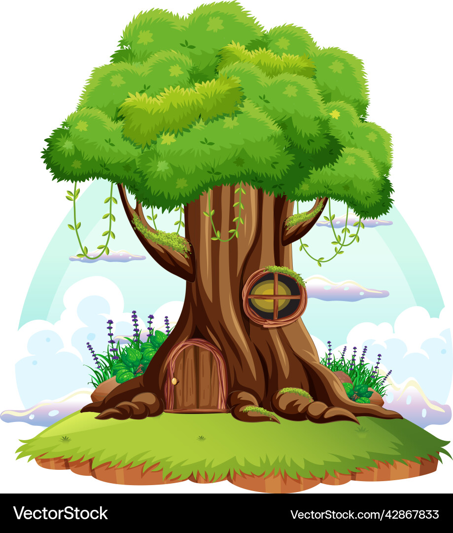 Big tree isolated cartoon Royalty Free Vector Image