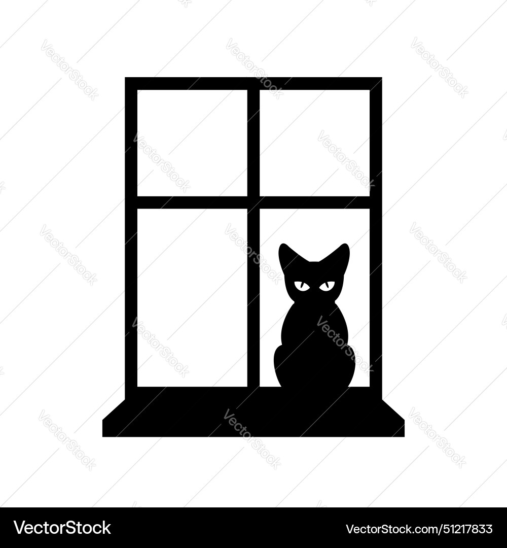 Cat in window icon sign isolated pet Royalty Free Vector