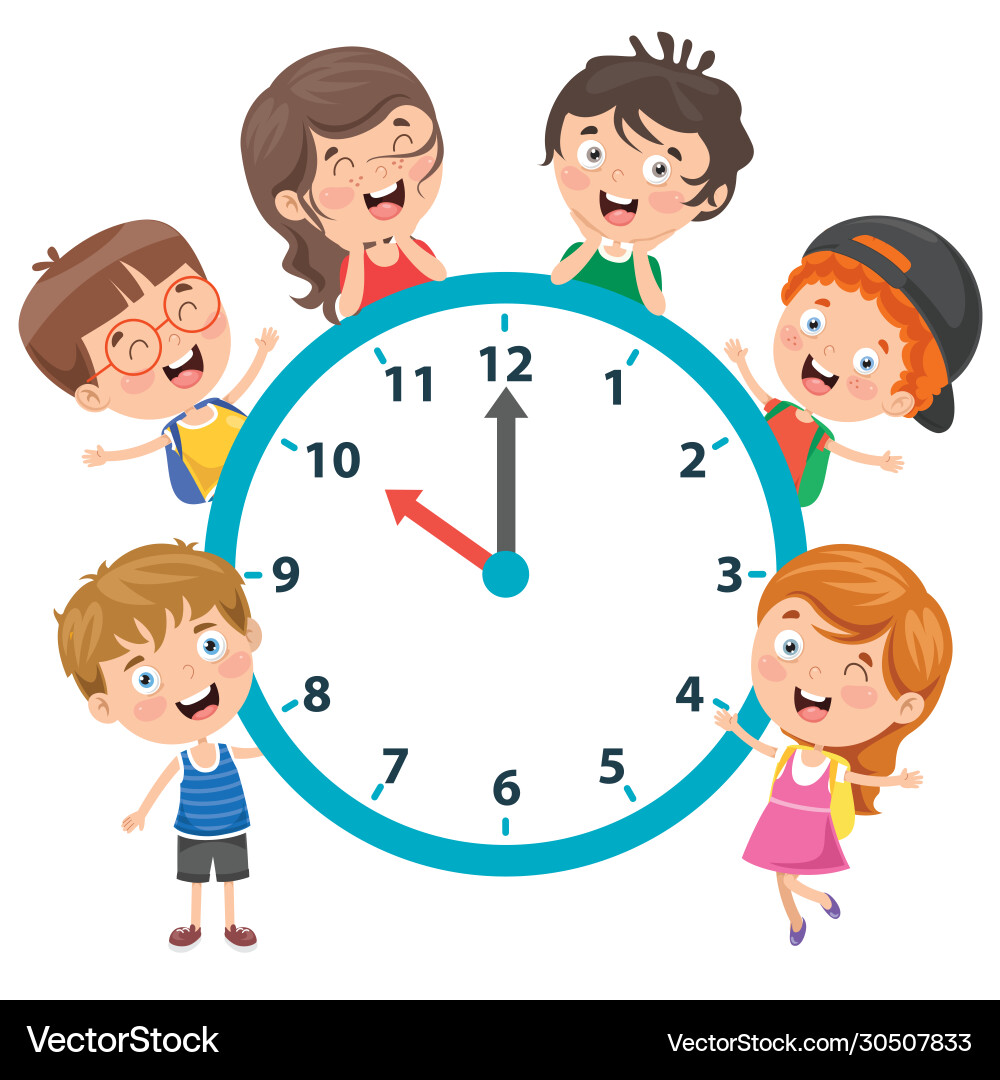 Children holding a clock Royalty Free Vector Image