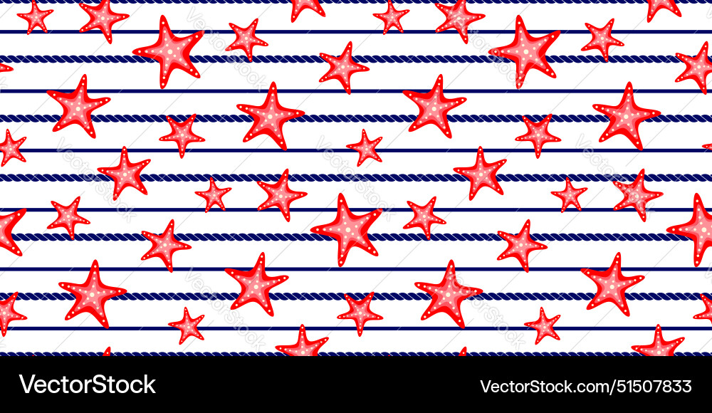Coastal sea life pattern cute red starfish Vector Image