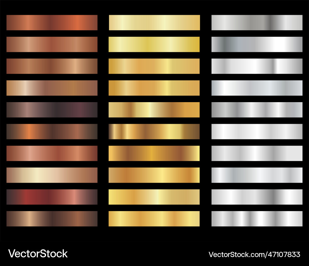 Collection of gold silver and bronze gradient Vector Image