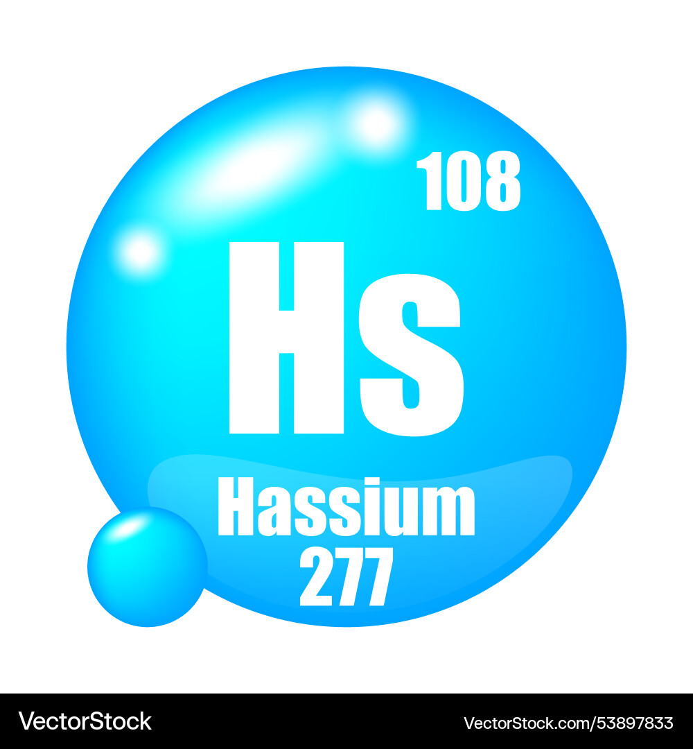 Hassium icon hs chemical element atomic number Vector Image
