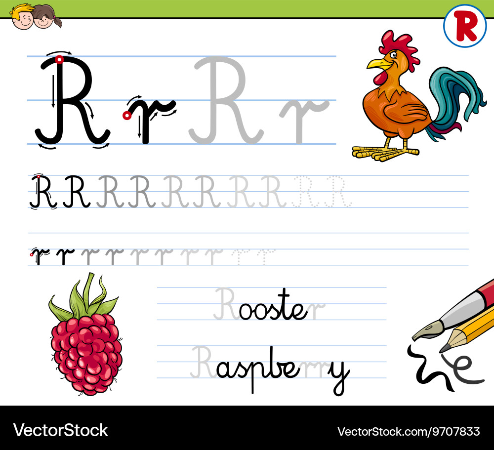 Learn to write letter r Royalty Free Vector Image
