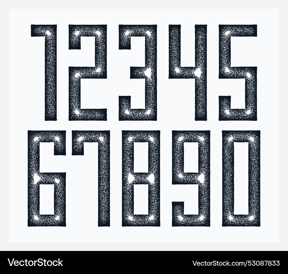 Minimal geometric cyberpunk numbers numerals Vector Image