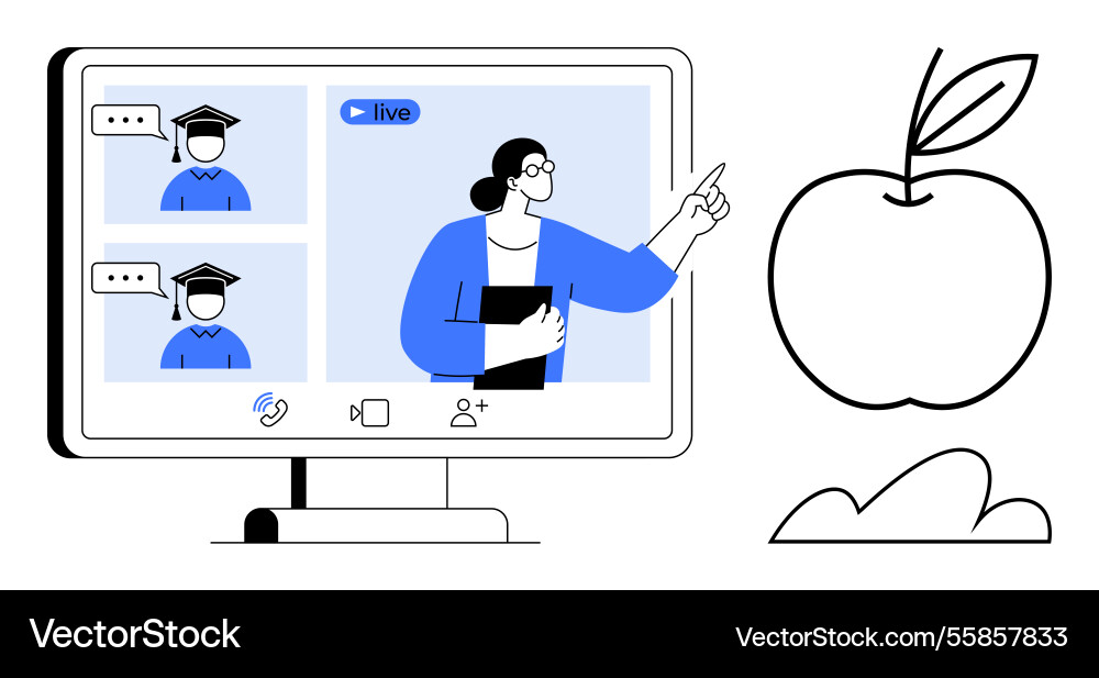 Online learning session with teacher and students Vector Image