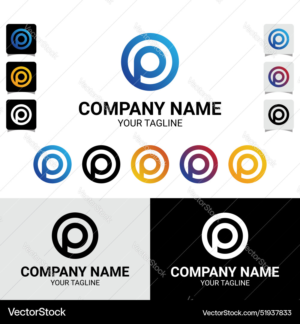 Op letter initial logo design template Royalty Free Vector