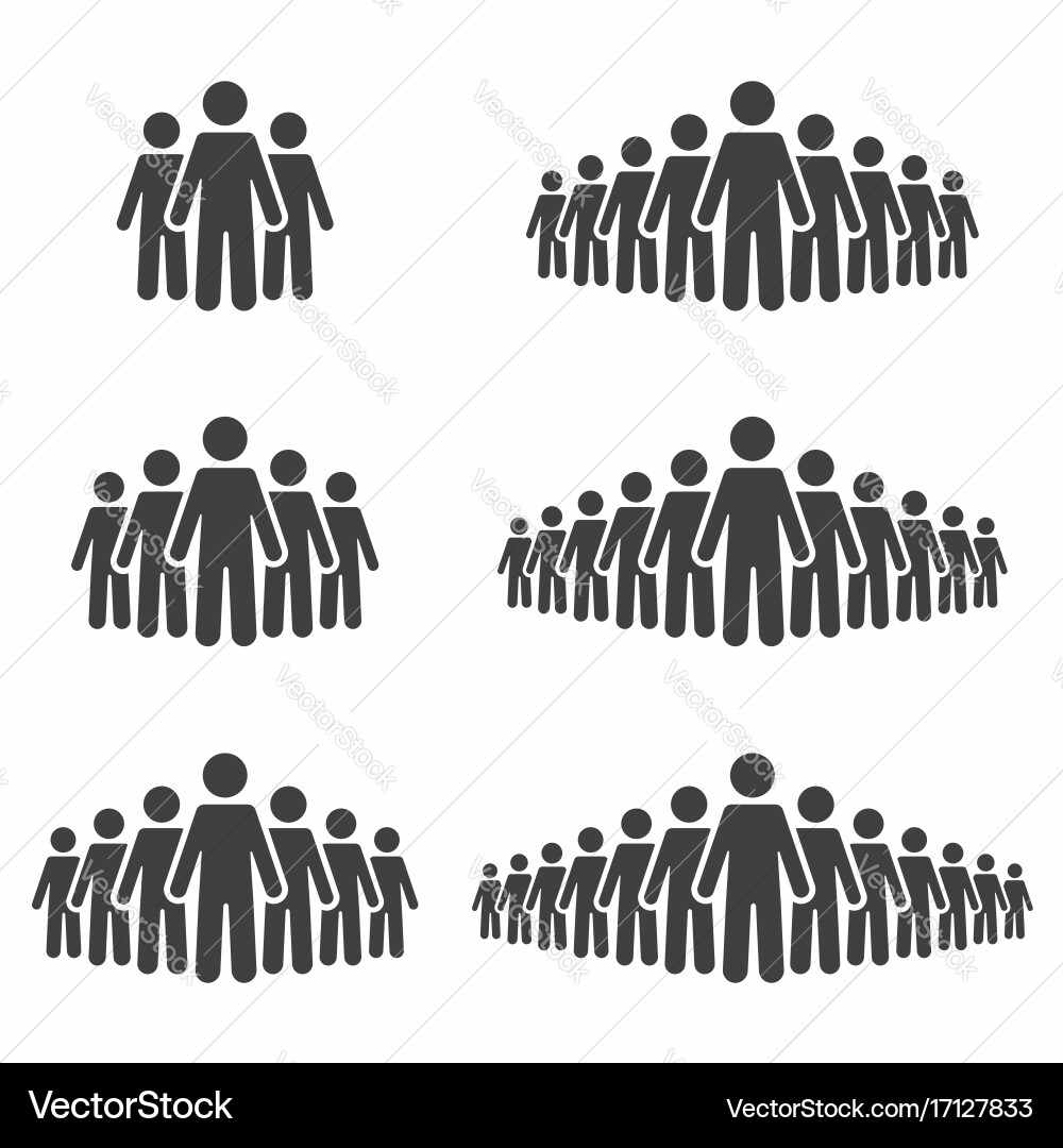 People icon set stick figures crowd signs Vector Image