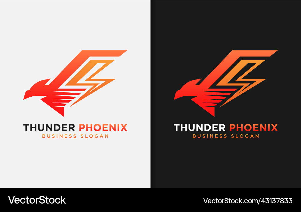 Phoenix & Thunder Logo - Modern Flash Vector Image