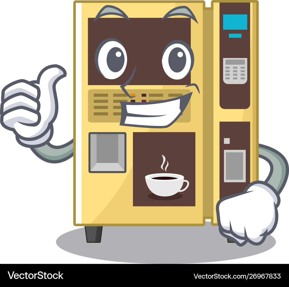 Thumbs up coffee vending machine with cartoon Vector Image