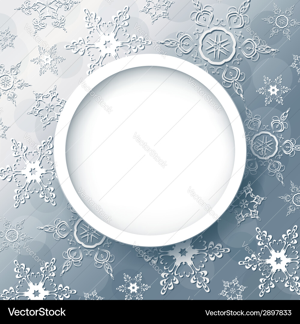 Winter abstract background grey with snowflakes Vector Image