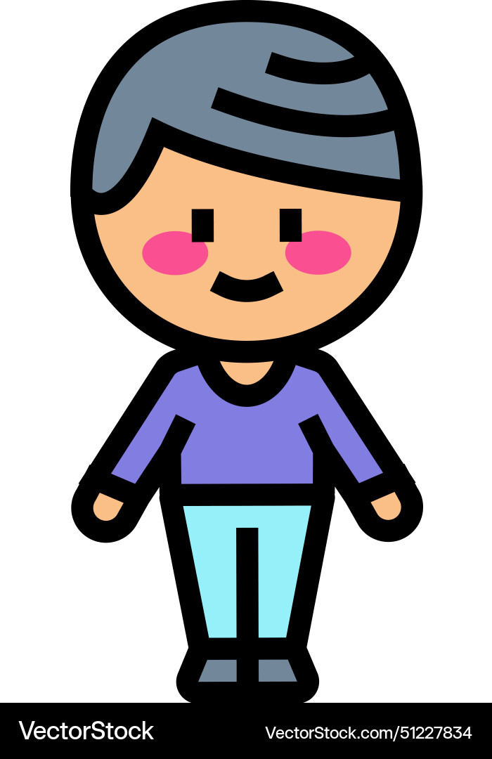 Chibi character boy color icon Royalty Free Vector Image