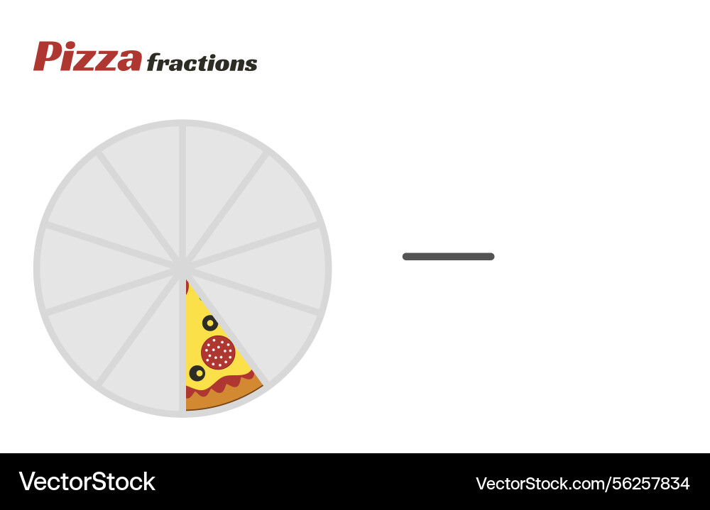 Fraction pizza worksheet in mathematics write Vector Image