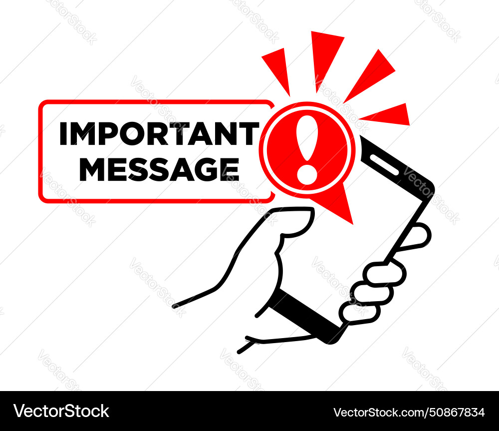 Important message in smartphone Royalty Free Vector Image