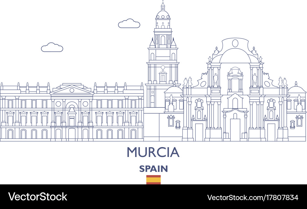 Murcia city skyline Royalty Free Vector Image - VectorStock