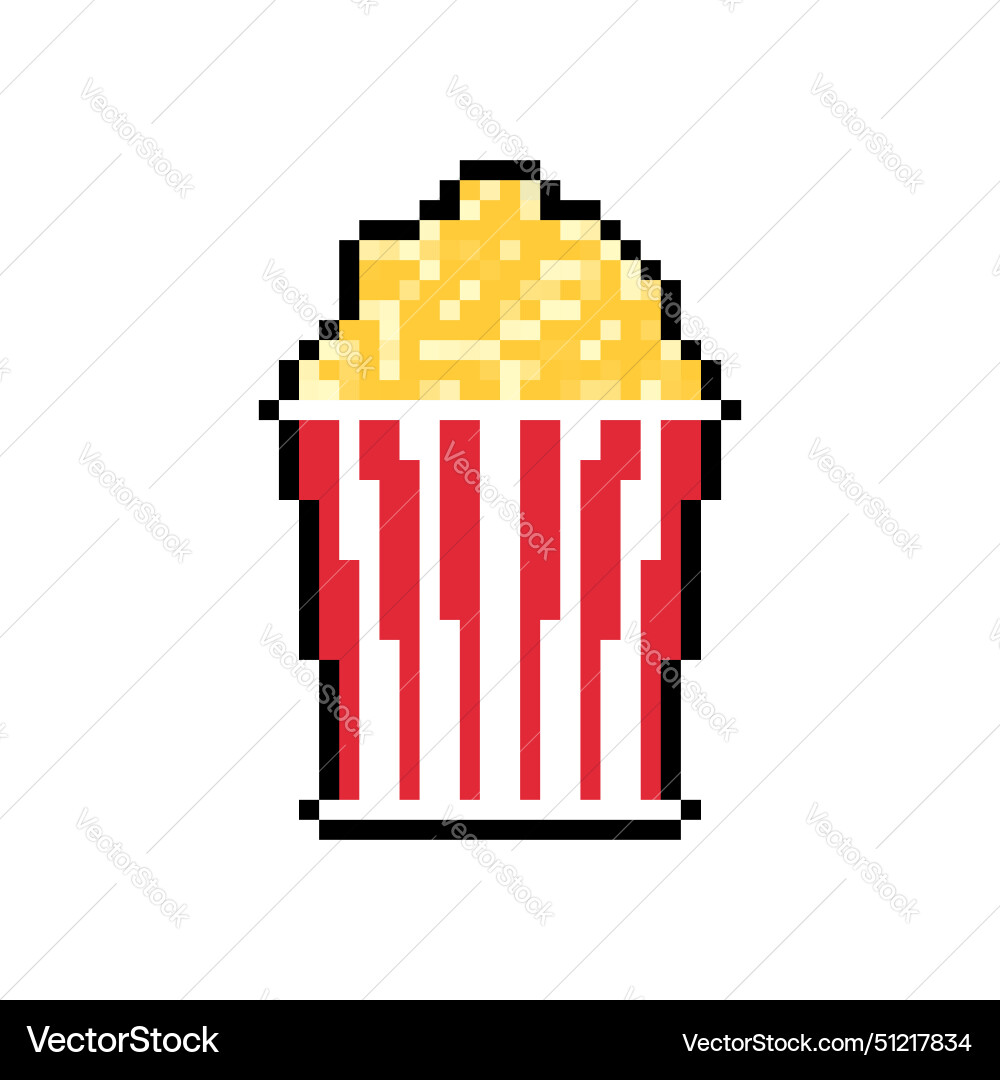 Popcorn pixel art isolated 8 bit sweetness Vector Image