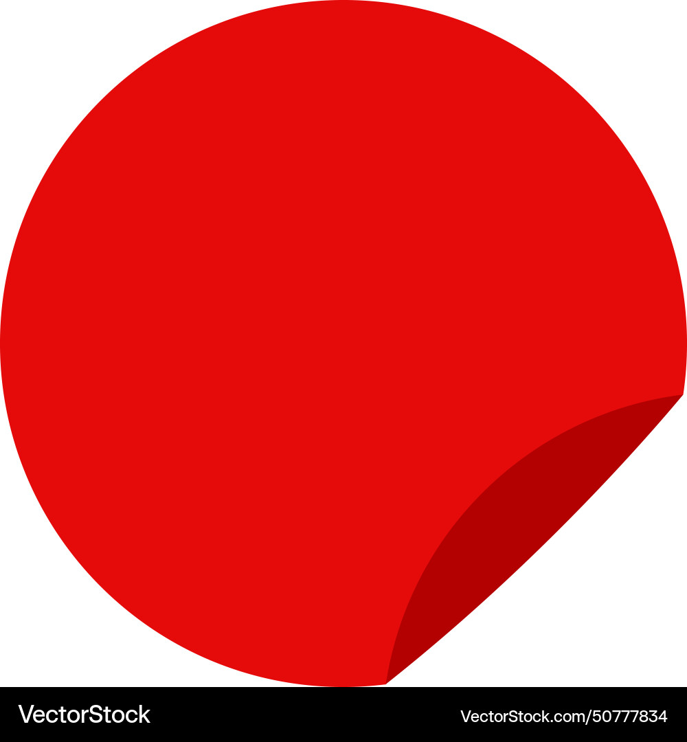 Red label with curled edge promo sticker template Vector Image