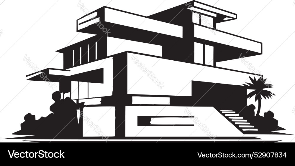 Simplistic luxury living black villa logo elegant Vector Image