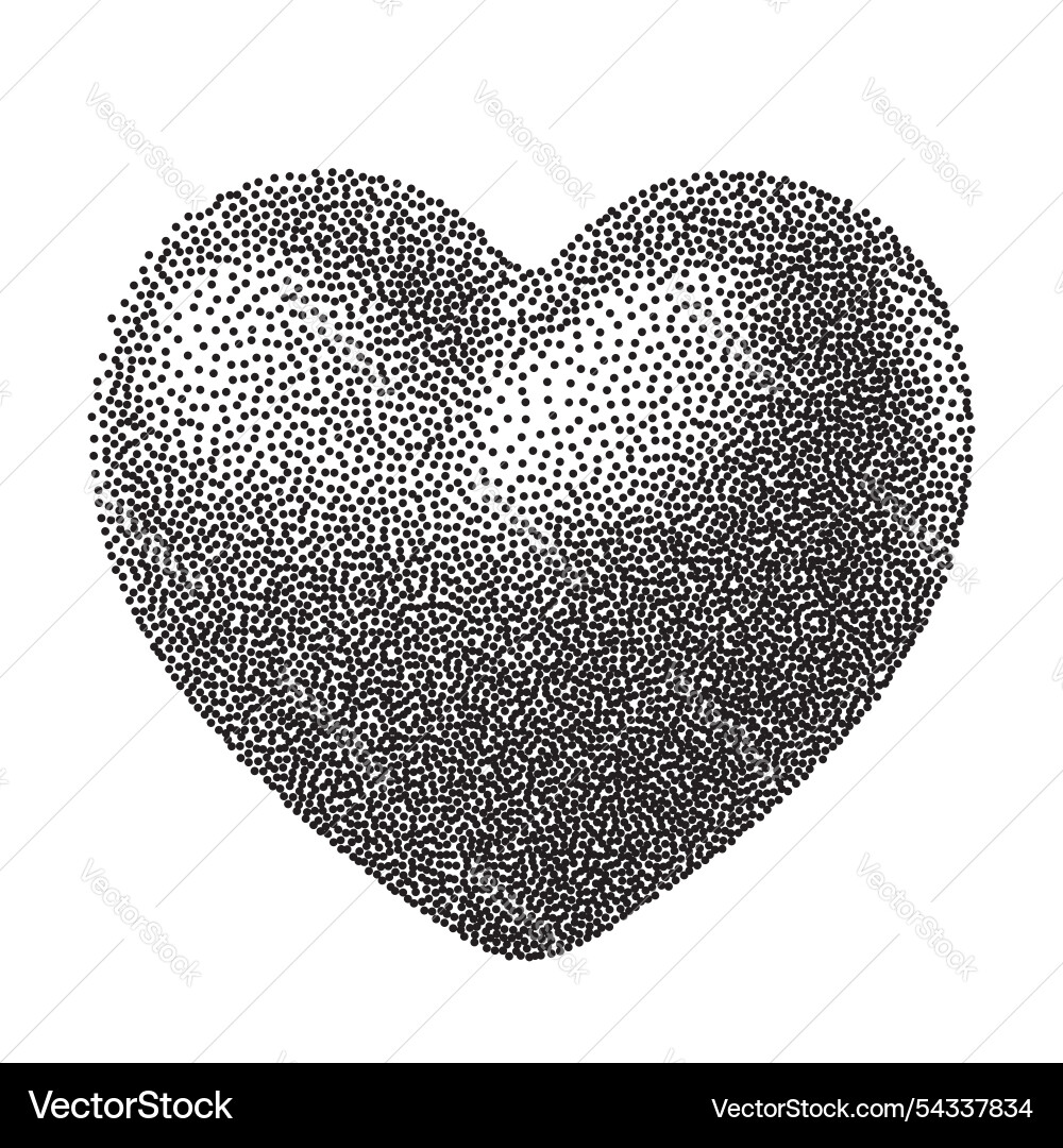 Stippling dotted 3d heart shape for y2k retro Vector Image