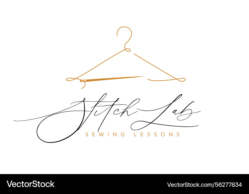 Stitch lab sewing lessons with hanger label Vector Image