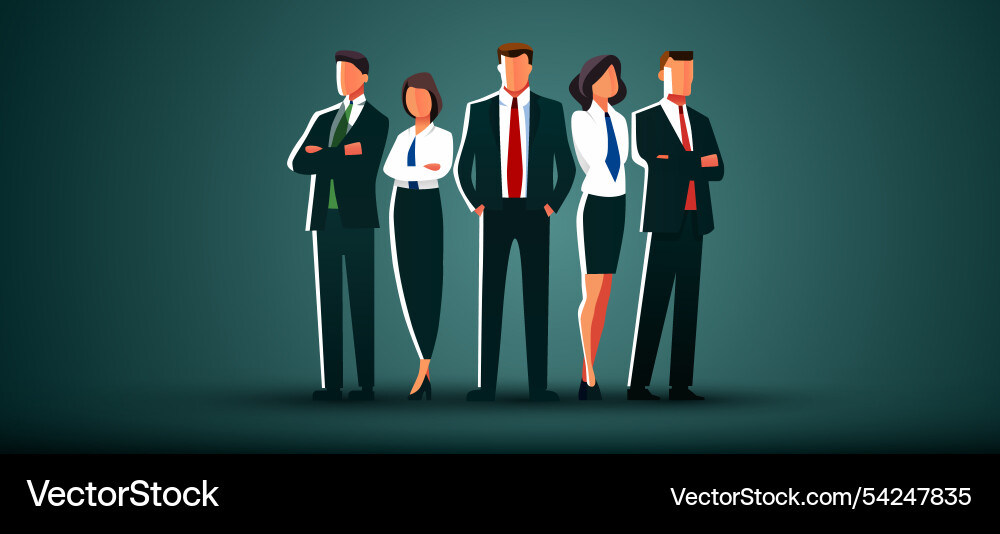 Business people standing together as a team Vector Image