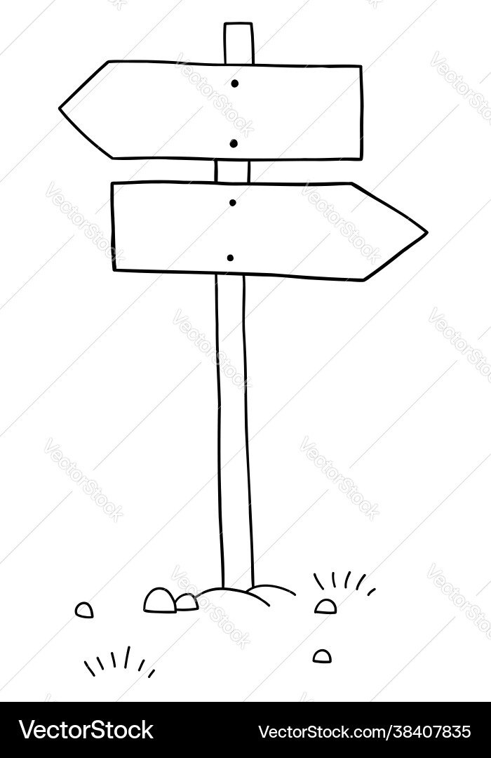 Cartoon road sign showing two different Royalty Free Vector