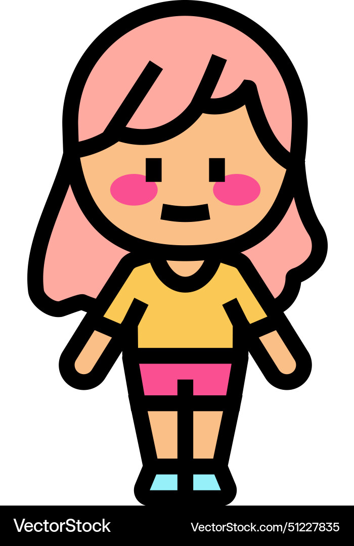 Chibi character girl color icon Royalty Free Vector Image