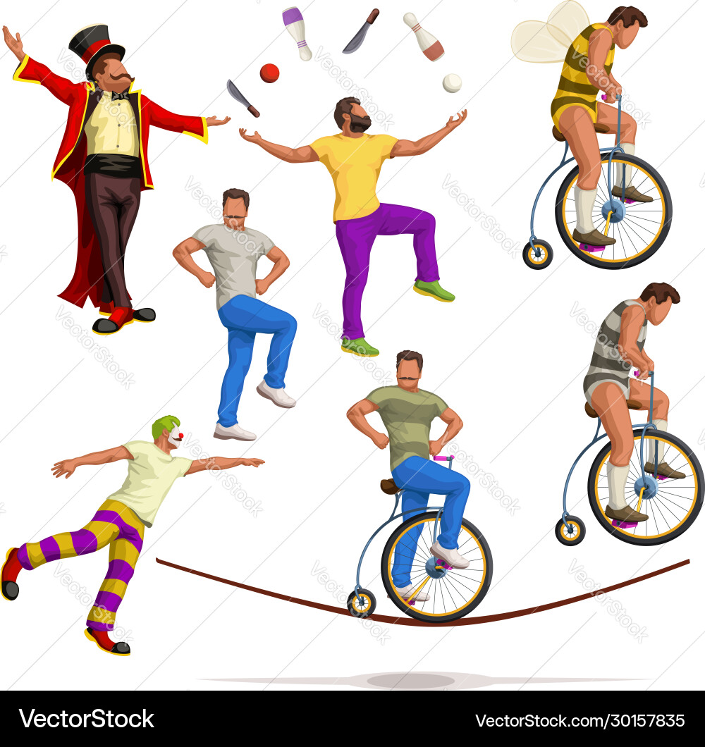 Circus artists set Royalty Free Vector Image - VectorStock